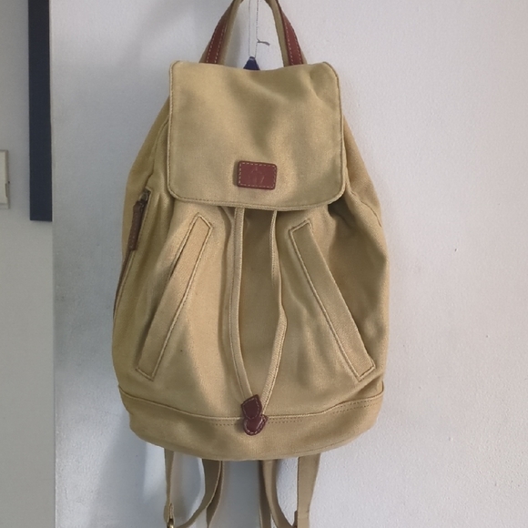 Etienne Aigner | Bags | Etienne Aigner Tan Canvas Backpack | Poshmark